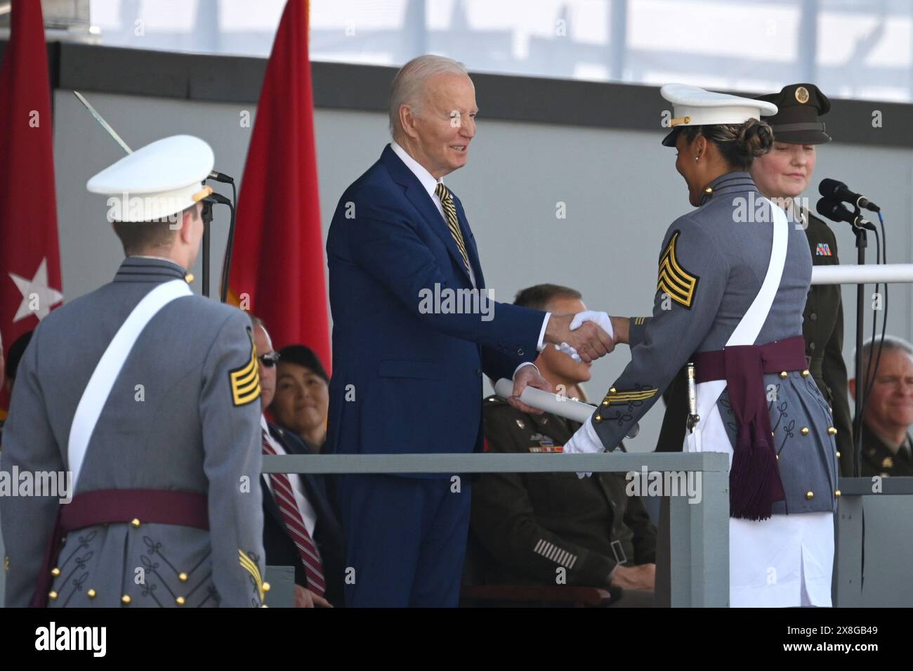 New York, USA. 25th May, 2024. U.S. President Joe Biden shakes hands ...