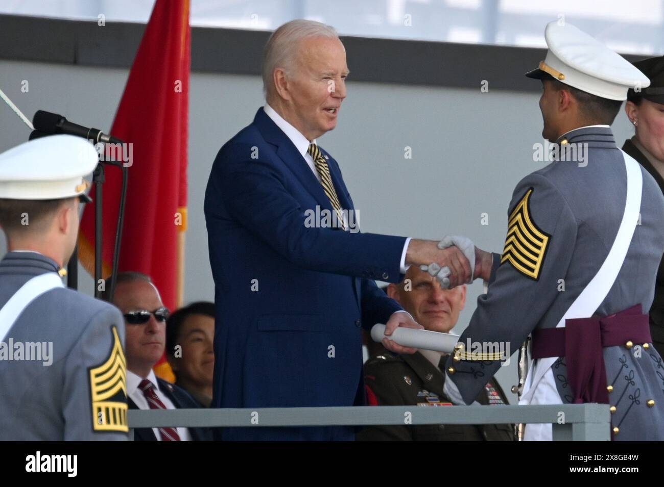 New York, USA. 25th May, 2024. U.S. President Joe Biden shakes hands ...