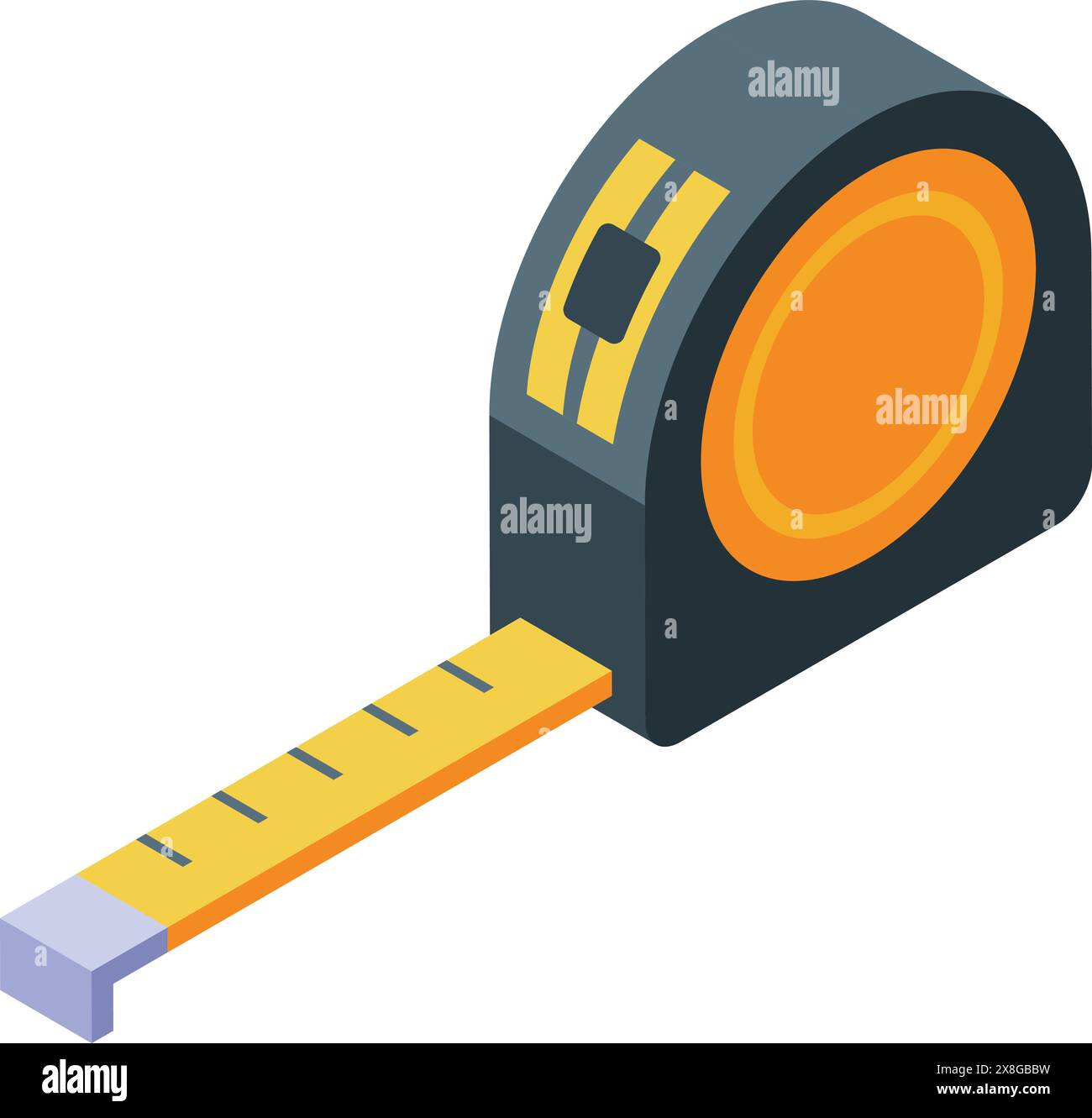 3d isometric illustration of a yellow and black retractable tape ...