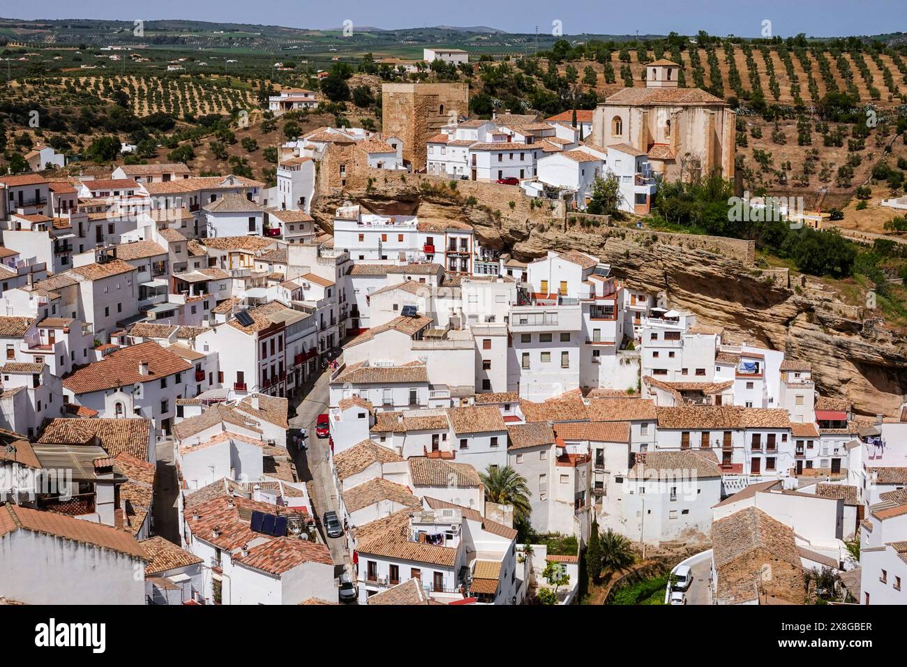 Skyline view of the unique pueblos blanco of Setenil de las Bodegas ...
