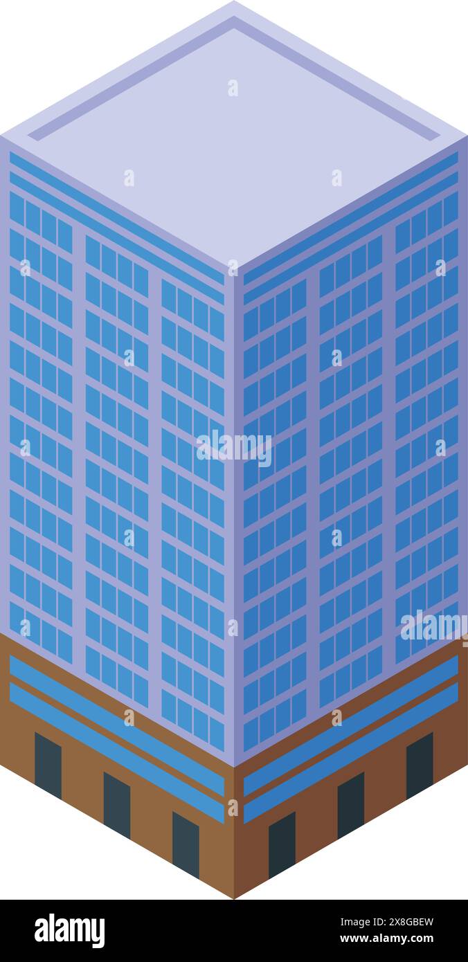 Isometric skyscraper building illustration in a modern cityscape with ...