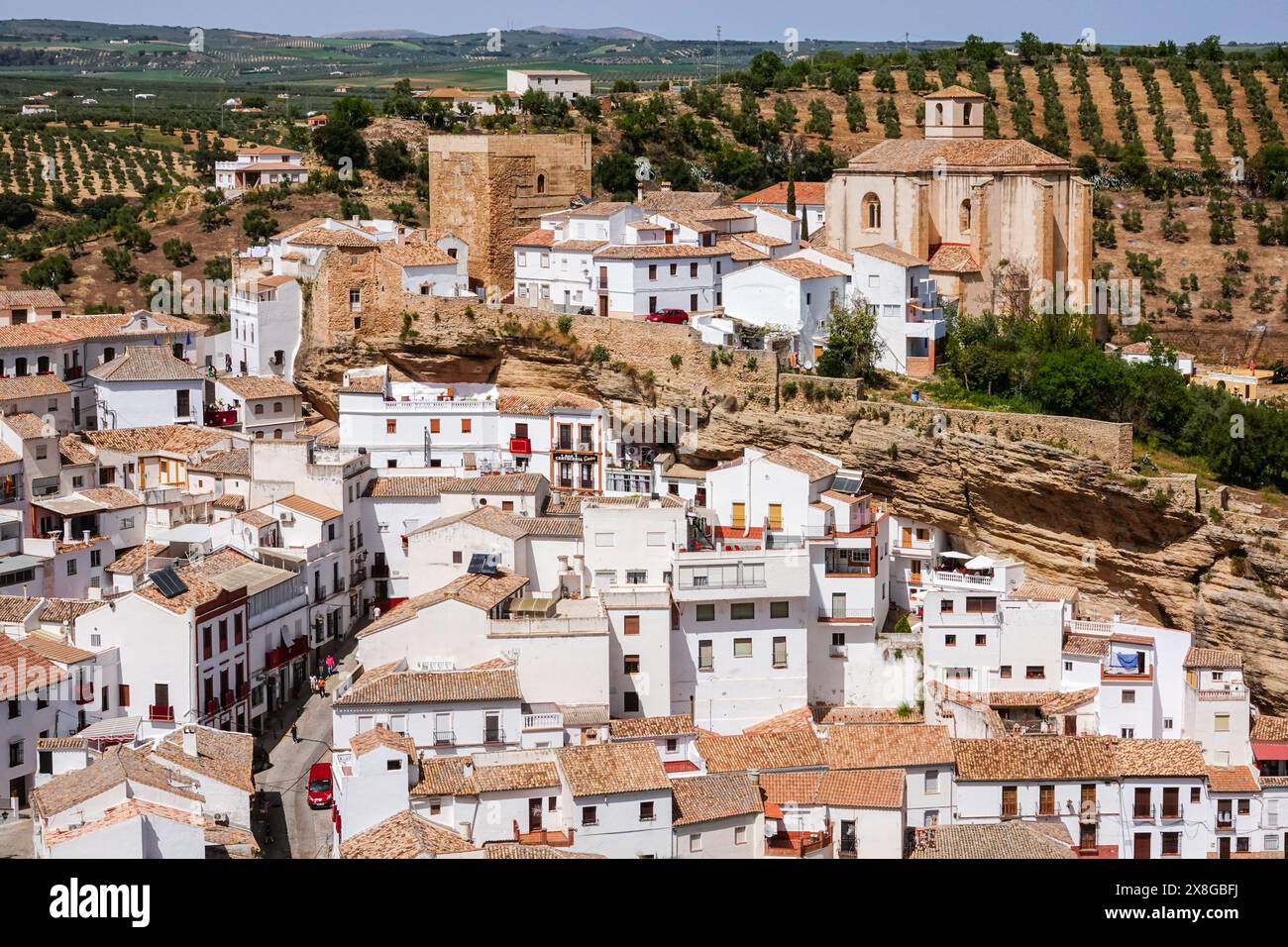 Skyline view of the unique pueblos blanco of Setenil de las Bodegas ...