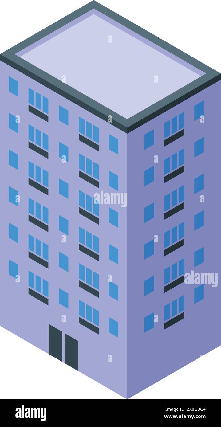 Detailed isometric office building illustration in modern 3d ...