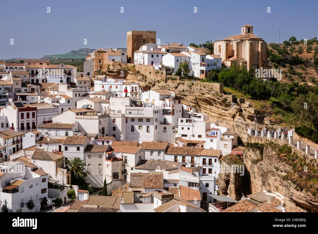 Skyline view of the unique pueblos blanco of Setenil de las Bodegas ...
