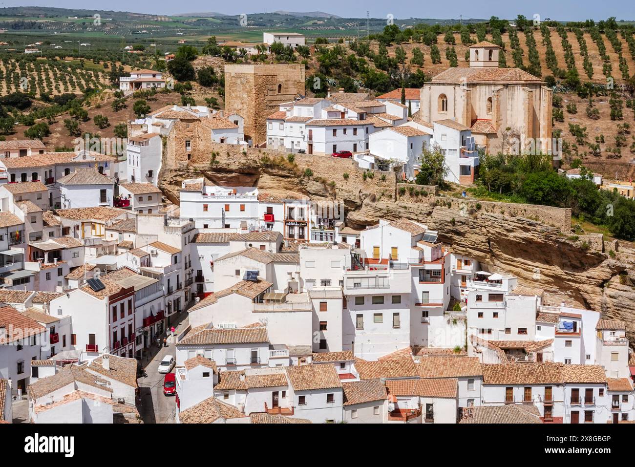Skyline view of the unique pueblos blanco of Setenil de las Bodegas ...
