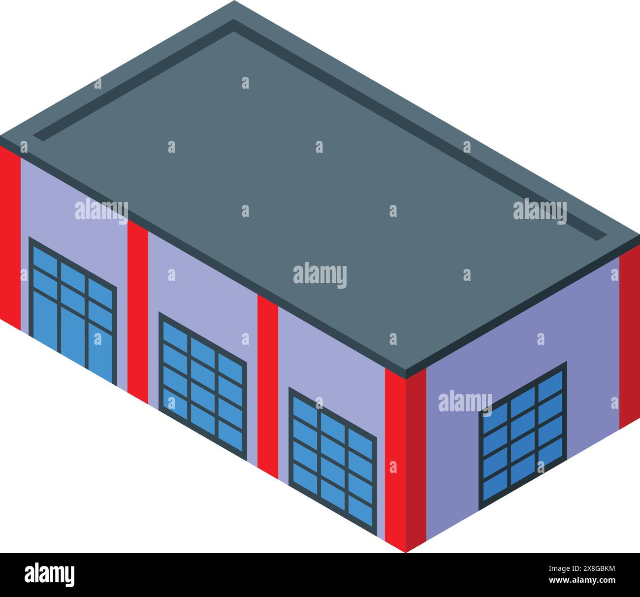 Isometric warehouse building illustration with modern architecture and ...