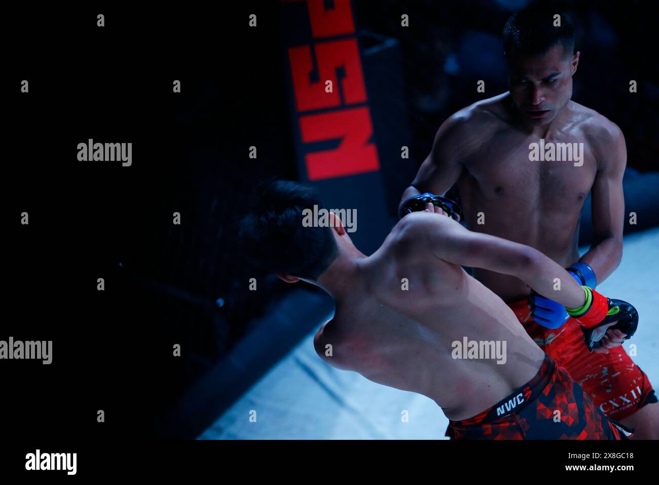 Kathmandu, Nepal. 25th May, 2024. MMA fighters face off against each ...