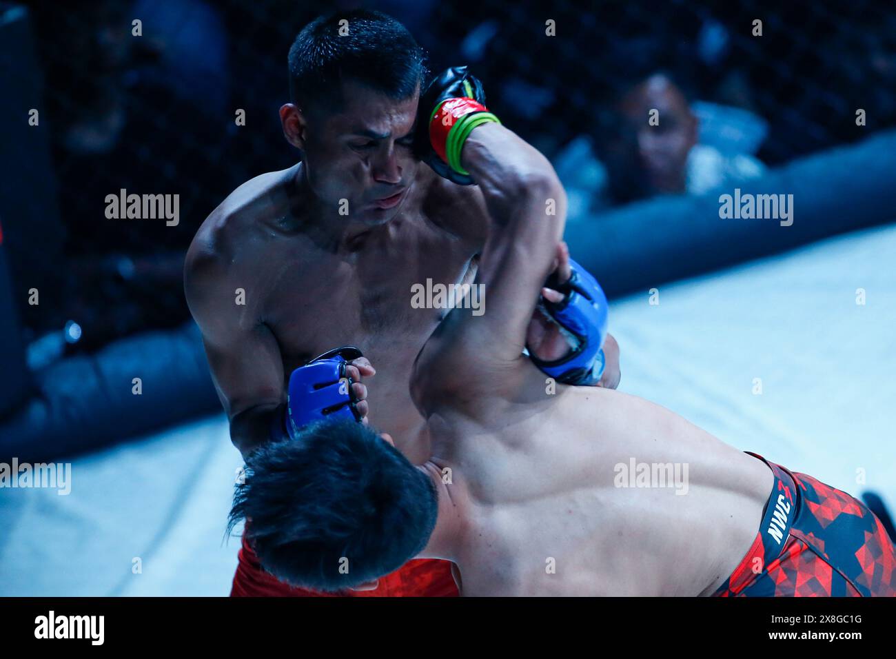Kathmandu, Nepal. 25th May, 2024. MMA fighters face off against each ...