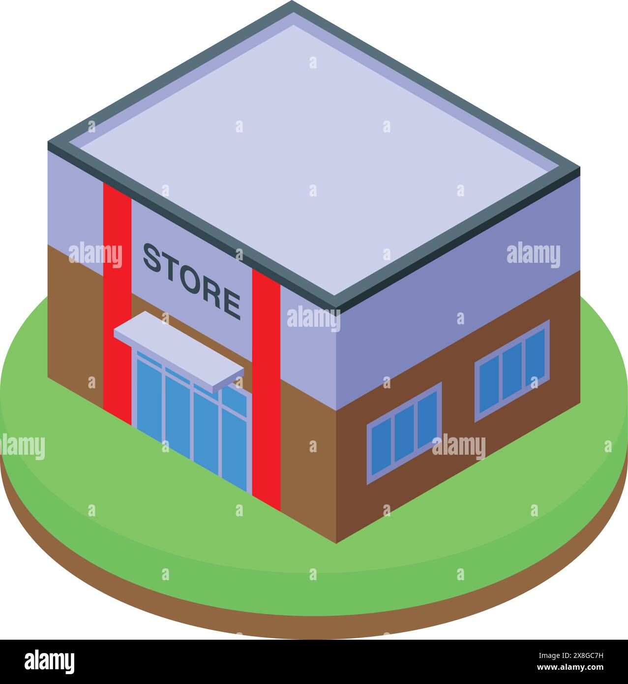 Modern isometric retail store illustration with colorful vector graphic ...