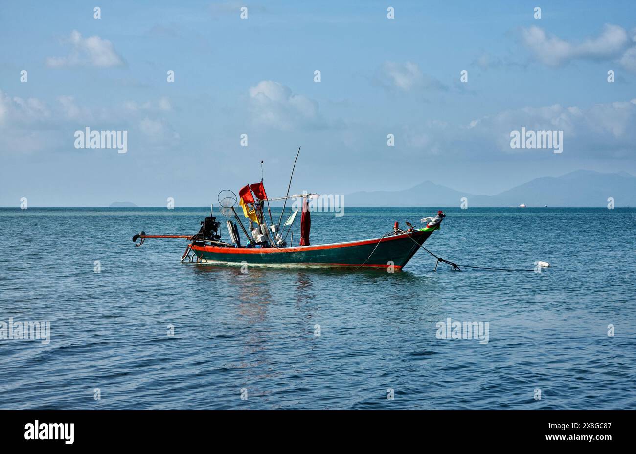 Thailand, Koh Samui (Samui Island), local wooden fishing boat in the ...