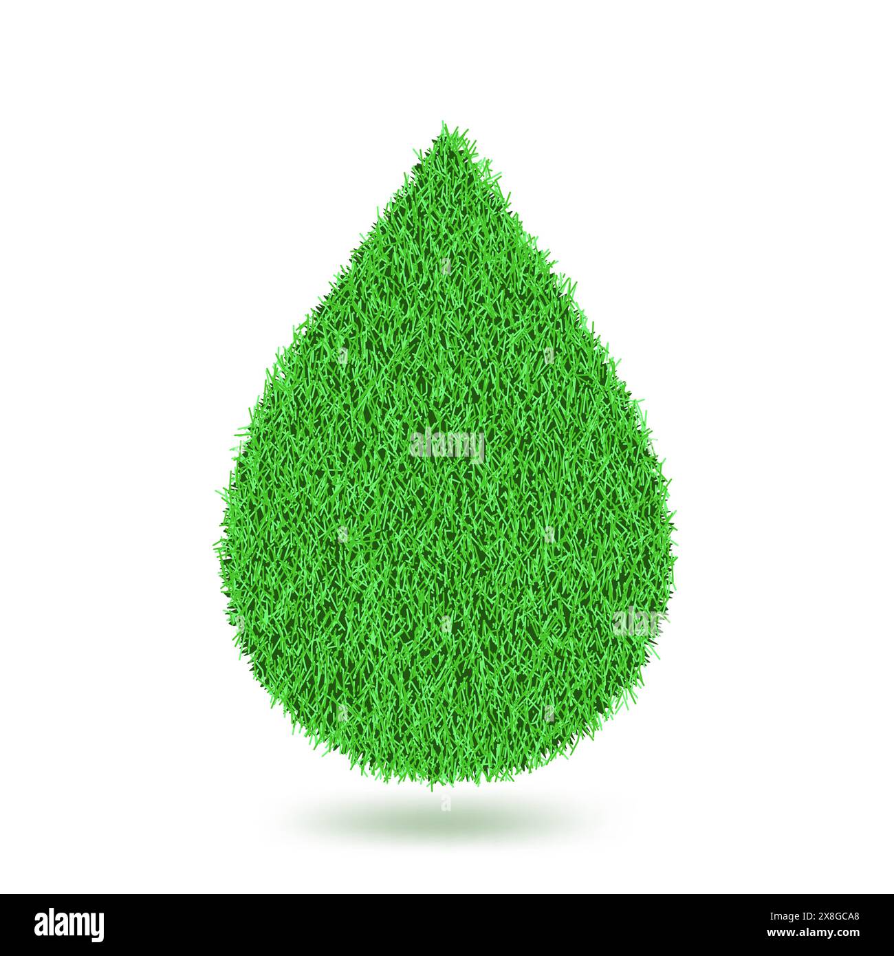 Water drop shape with realistic lawn grass texture, isolated on white ...