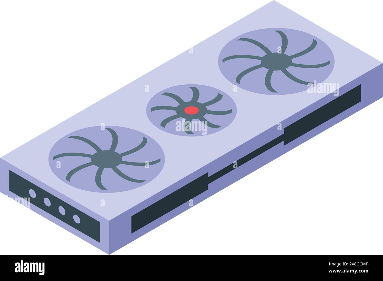 Digital illustration of a modern triple fan gpu in isometric view ...