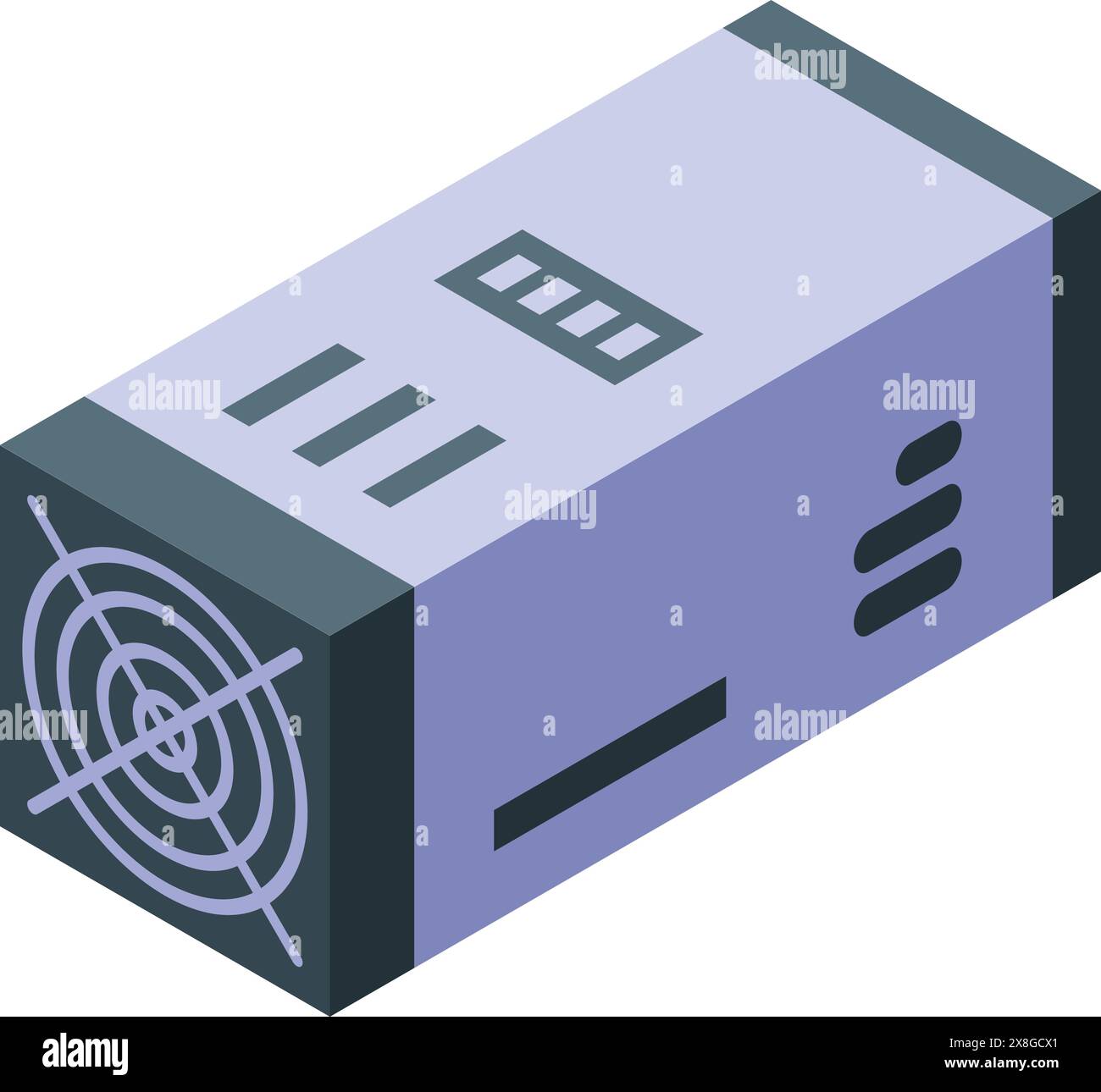 3d isometric illustration of a computer power supply unit with fan ...
