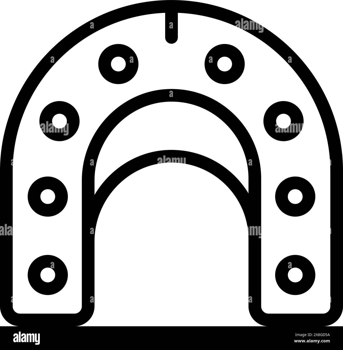 Simple, black and white vector illustration of a horseshoe, symbolizing ...