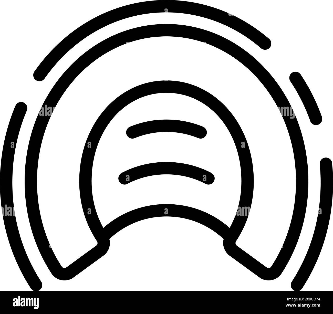 Simple line art illustration of the spotify icon on a white background ...