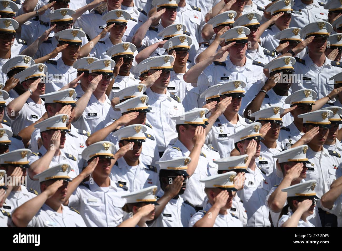 New York, USA. 25th May, 2024. Underclassmen salute as they attend the ...