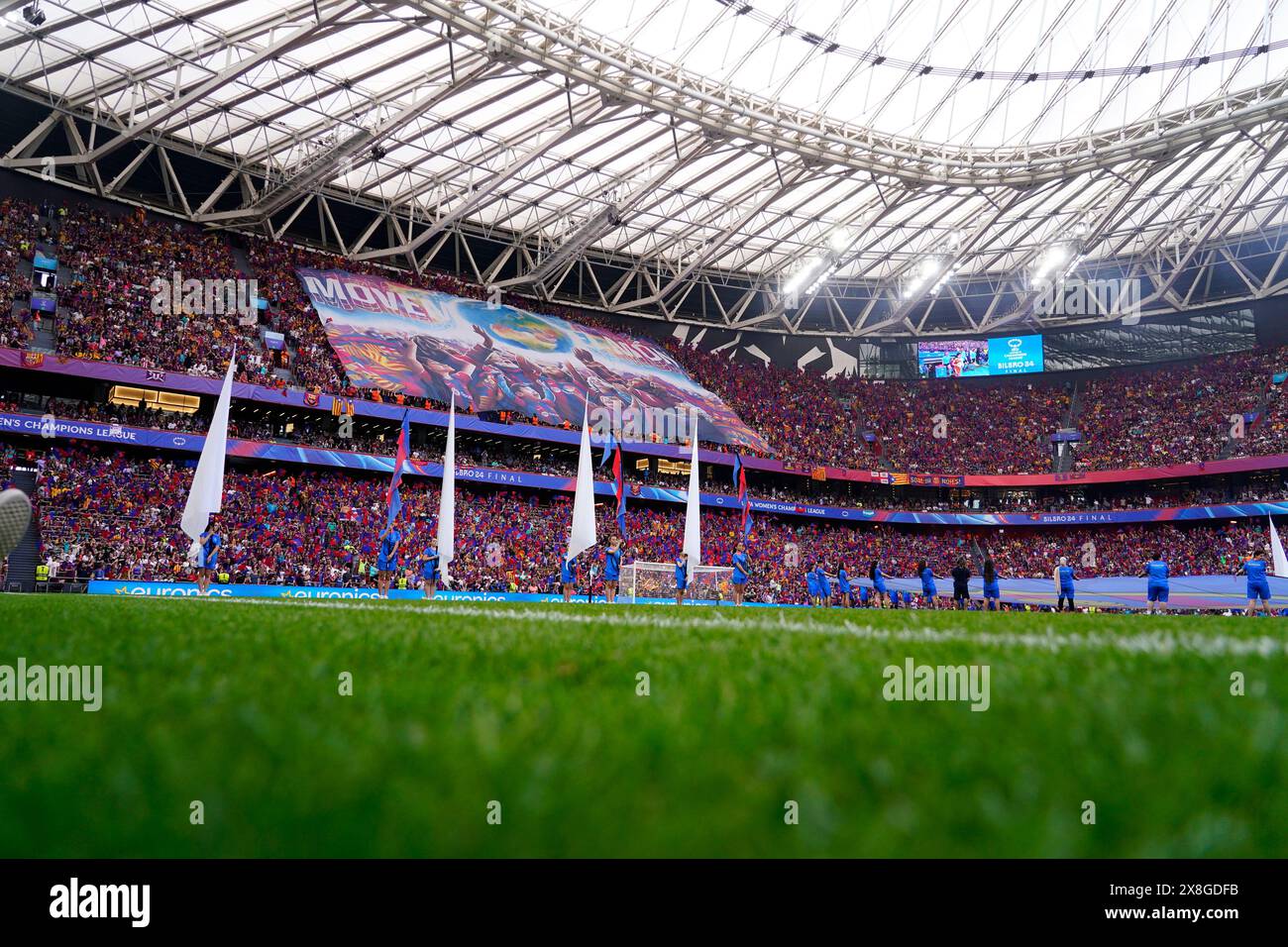 FC Barcelona banner during the UEFA Women’s Champions League Final ...