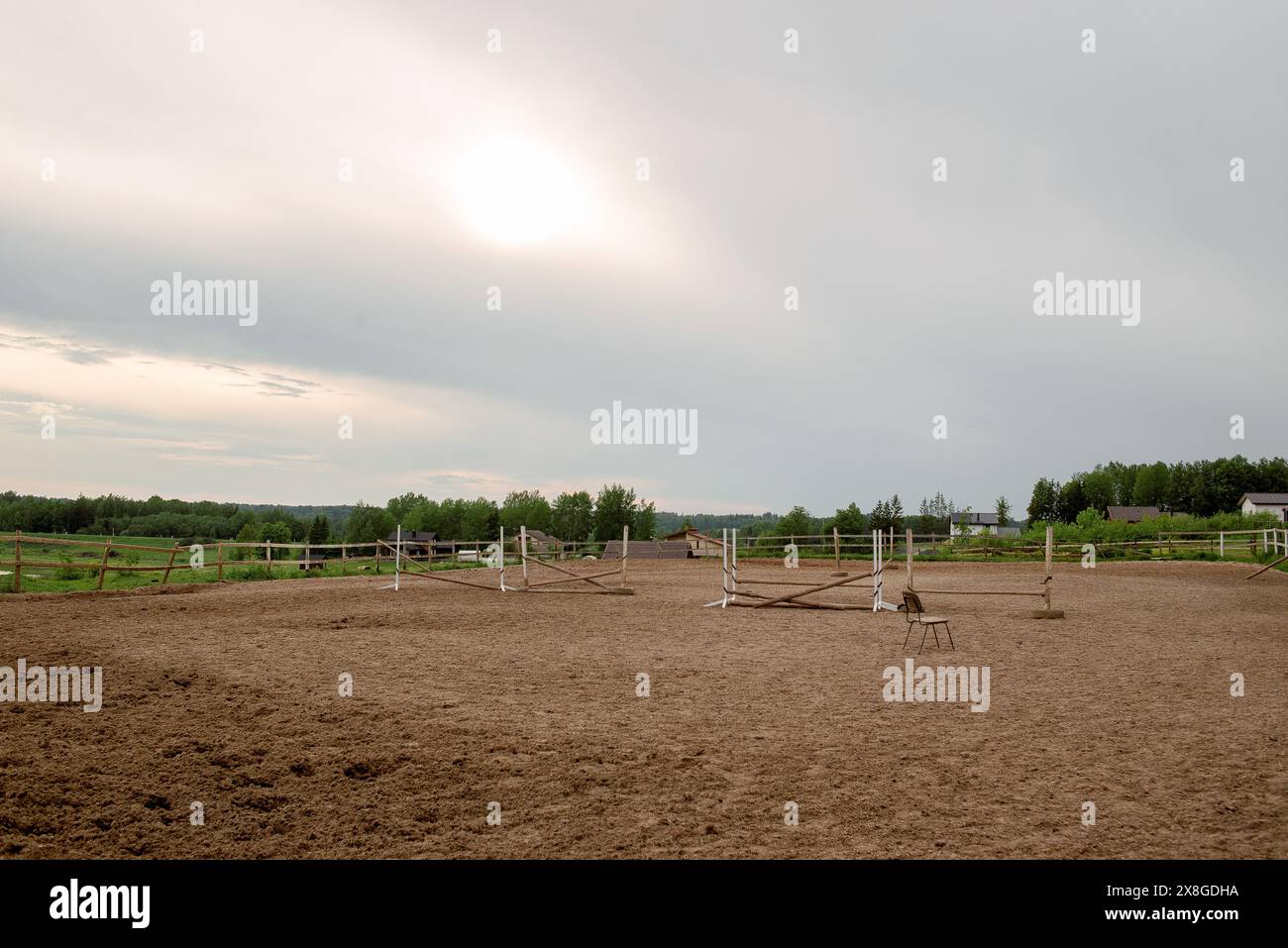 sunset horseback riding course Stock Photo - Alamy