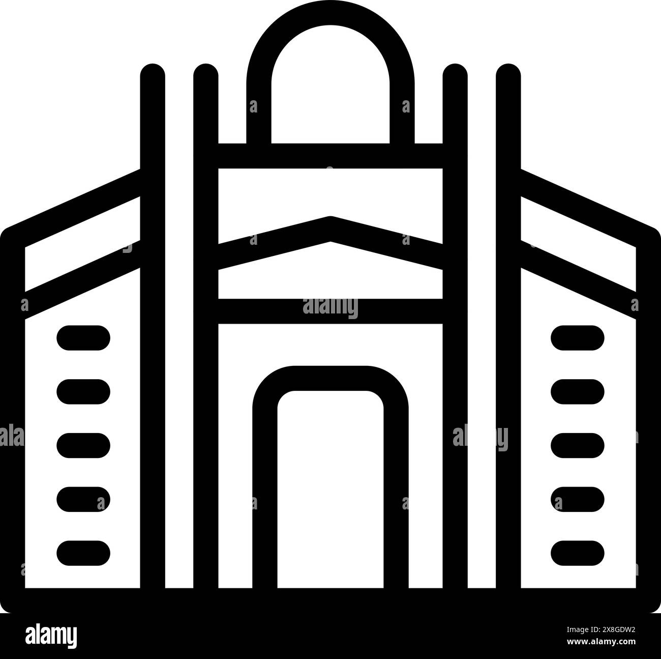 Modern urban architectural building line icon in a sleek and ...