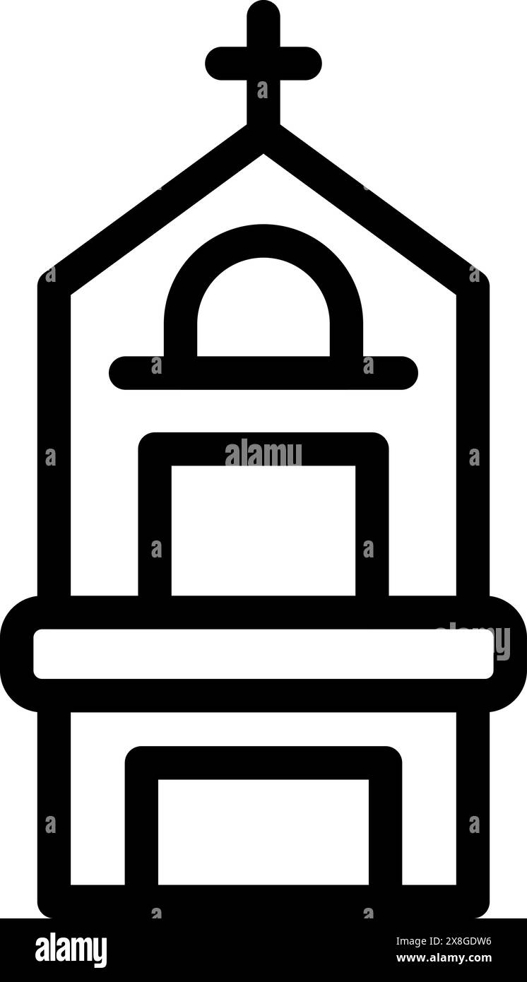Simplistic line drawing of a church building, ideal for icons and ...