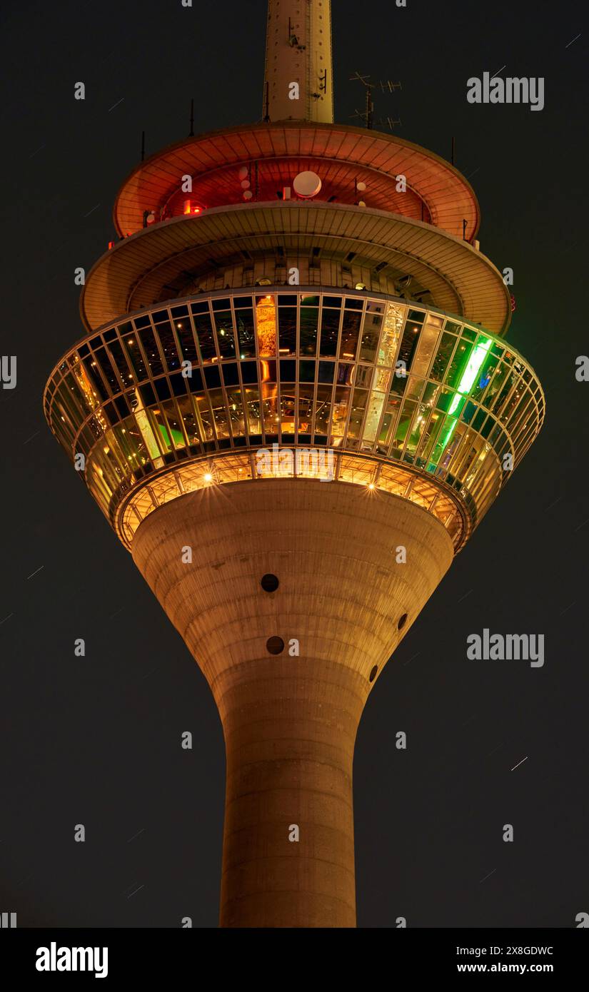 Rhine Tower of Dusseldorf at night Stock Photo - Alamy