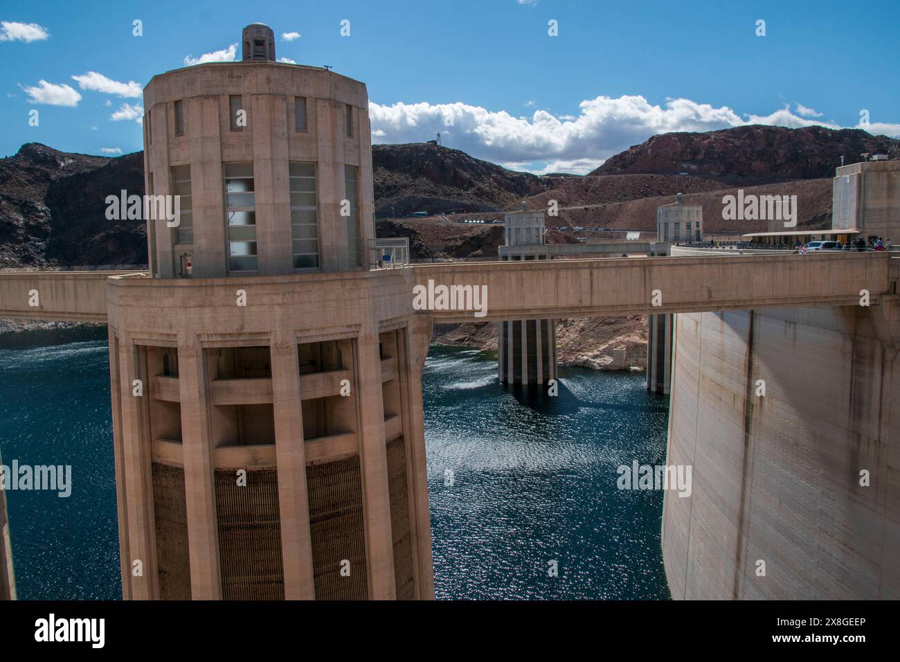 The construction of the Hoover Dam near Las Vegas, NV, created Lake ...