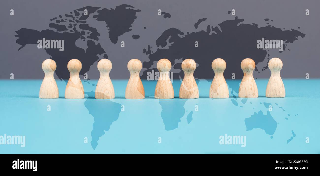 Meeting of people, world map, brainstorming for idea, environment ...