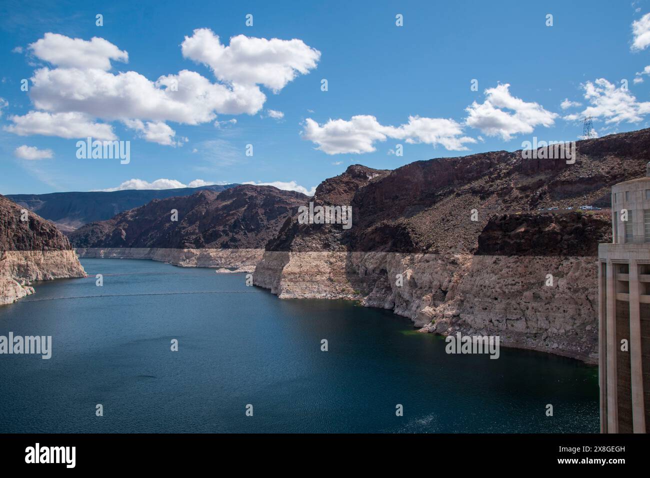 The construction of the Hoover Dam near Las Vegas, NV, created Lake ...