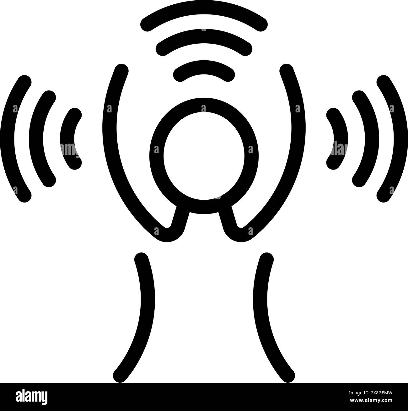 Simple black and white vector graphic of a stylized wireless signal ...