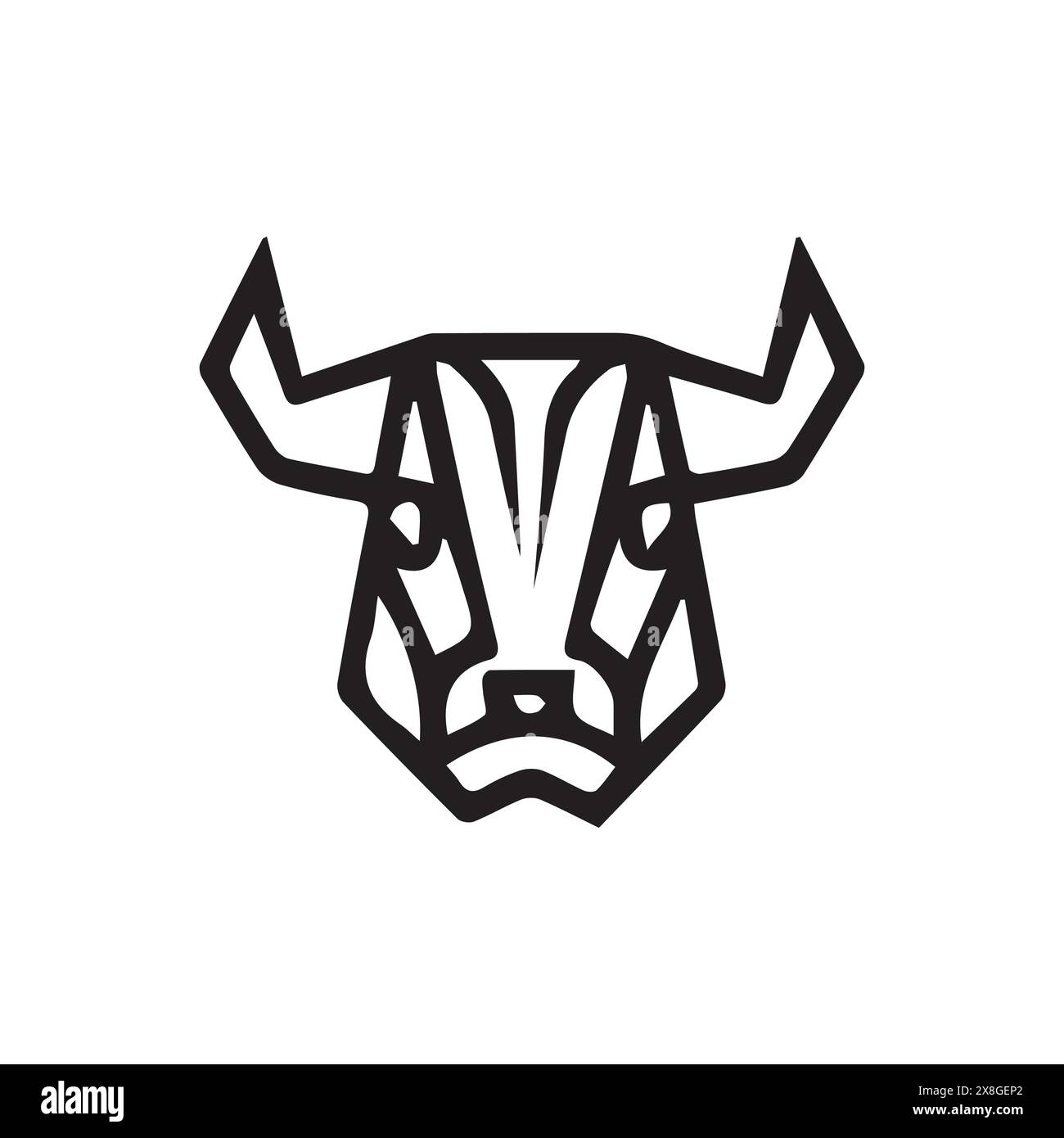 Bull cow head abstract line art logo design Taurus vector symbol ...