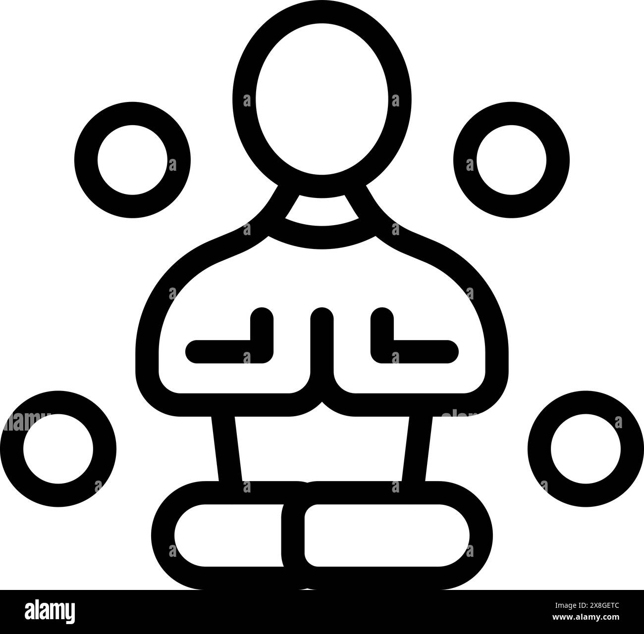 Vector illustration of a black and white yoga meditation icon with ...