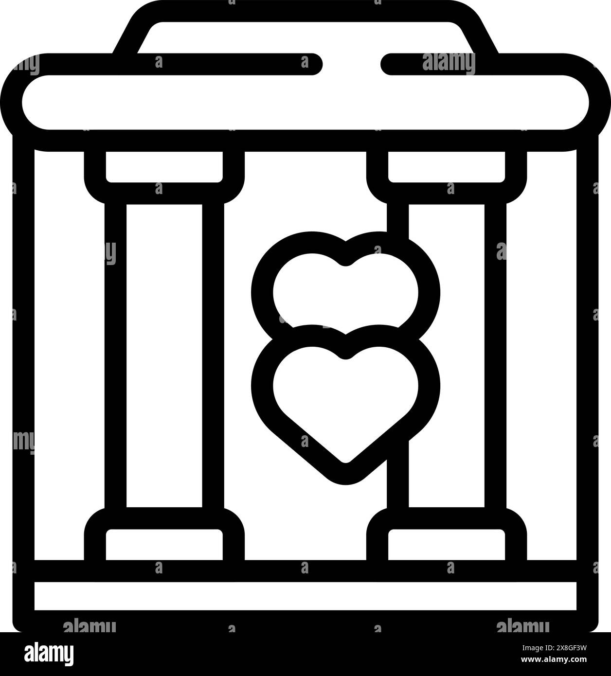 Minimalist icon featuring a pillar with heart shapes, symbolizing ...