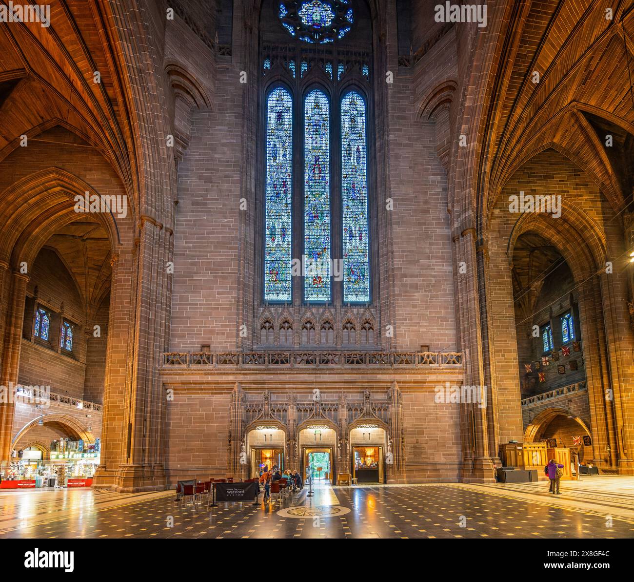 The Welsford bistro beneath large stained glass windows inside ...