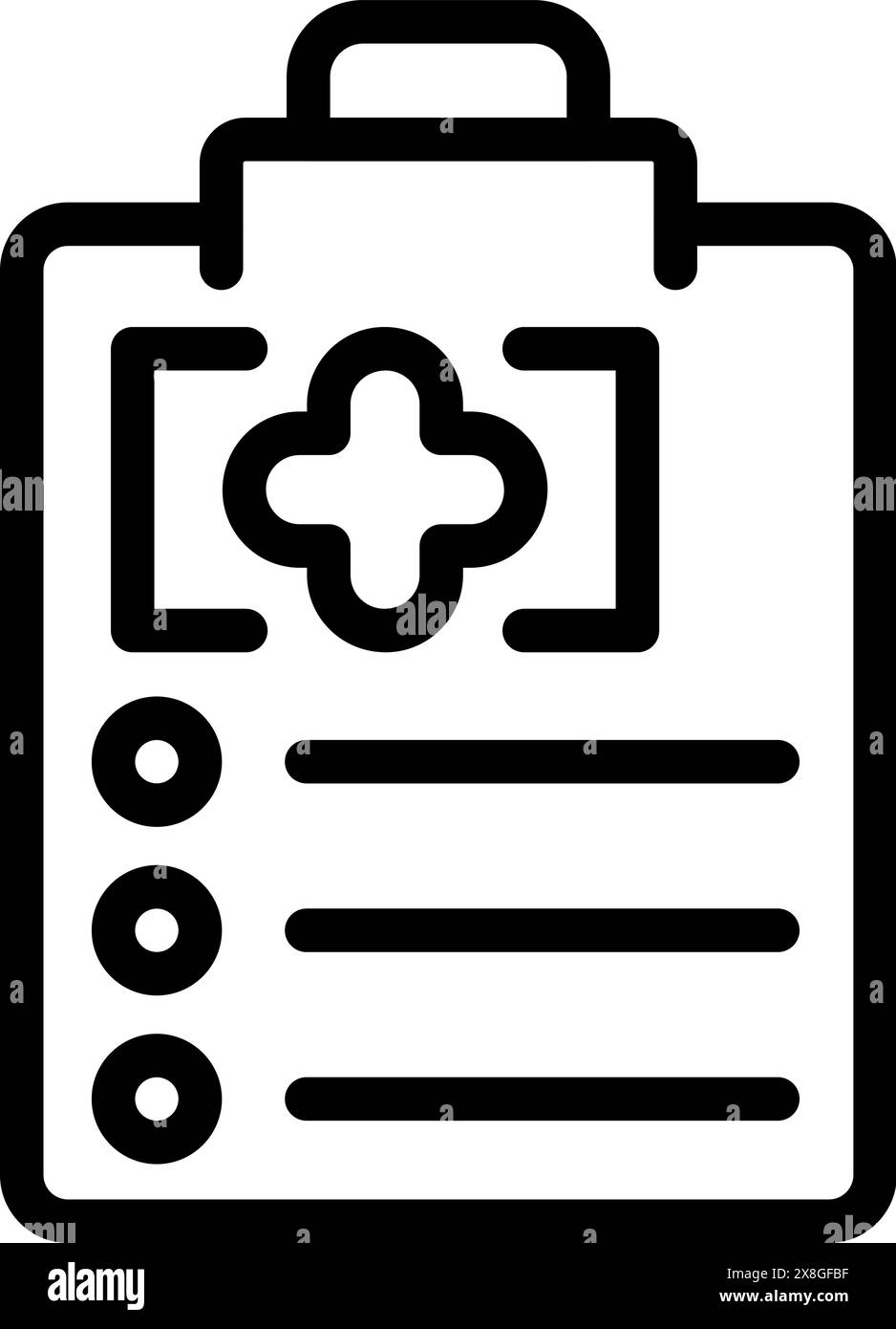 Vector illustration of medical clipboard icon in black and white ...