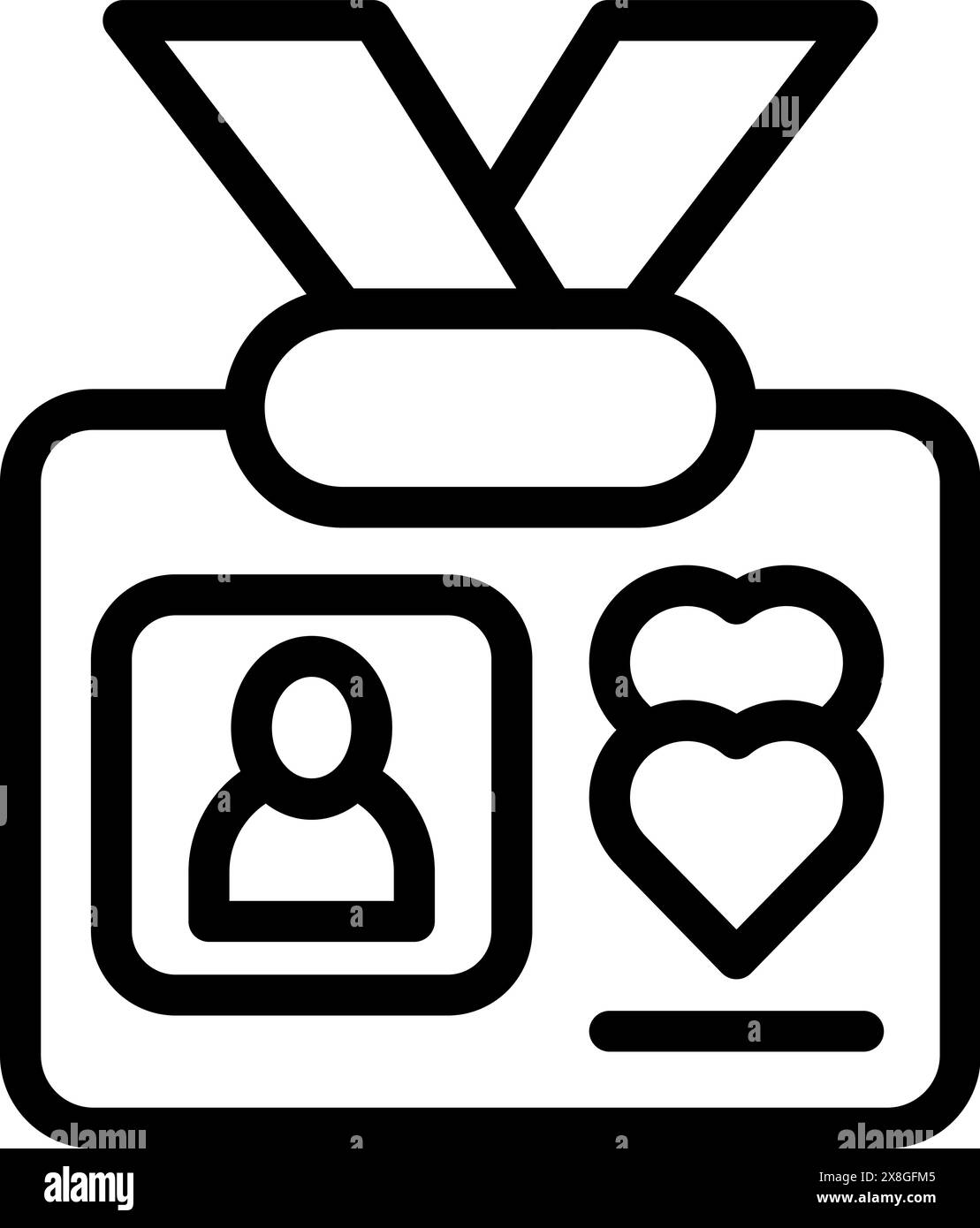 Vector illustration of a badge icon with a heart, symbolizing employee ...