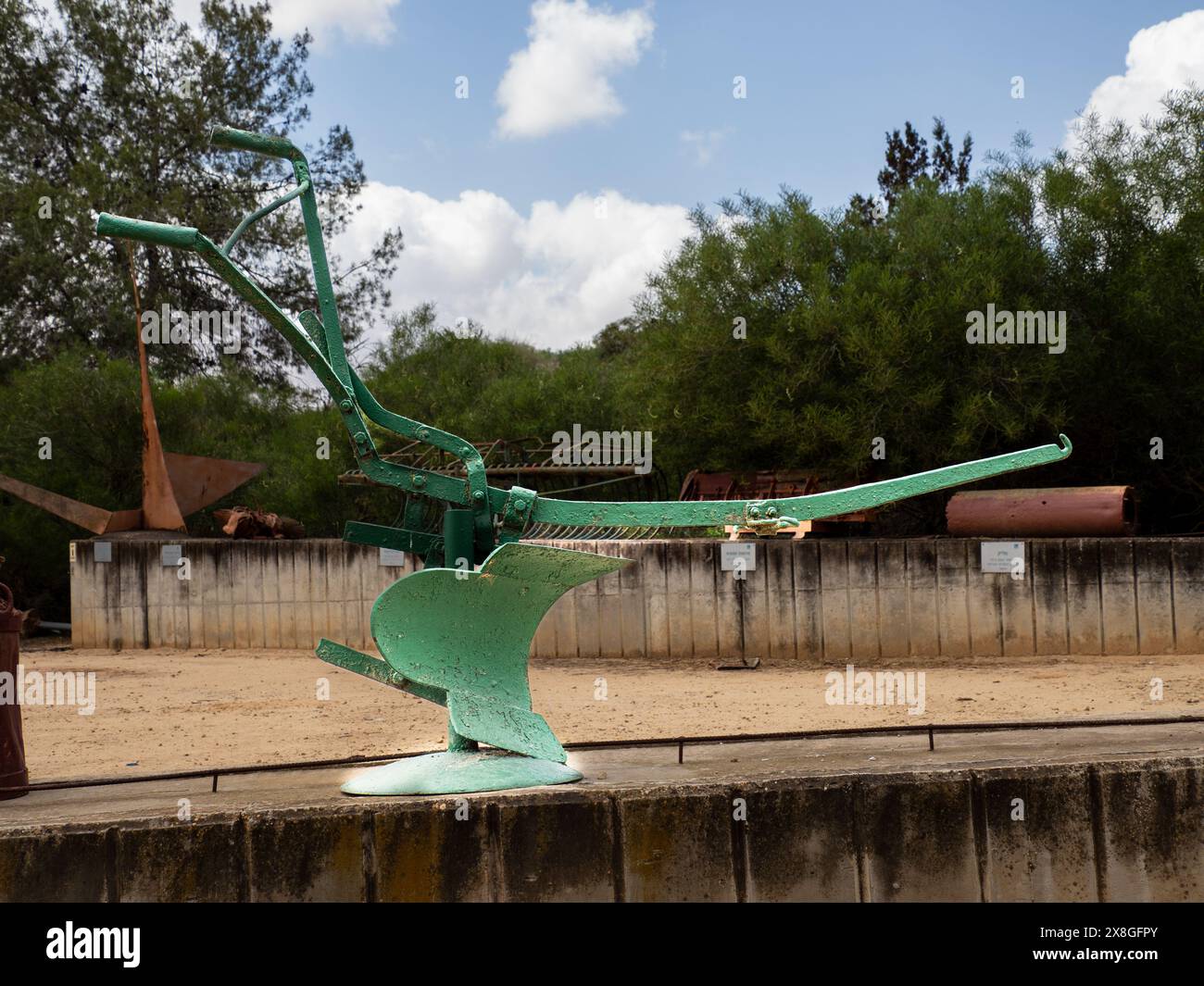 A two bladed tractor drawn plough for deep plowing circa 1950 Stock ...