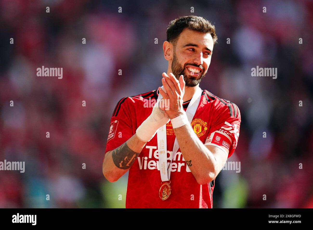 Manchester United's Bruno Fernandes celebrates after winning the ...