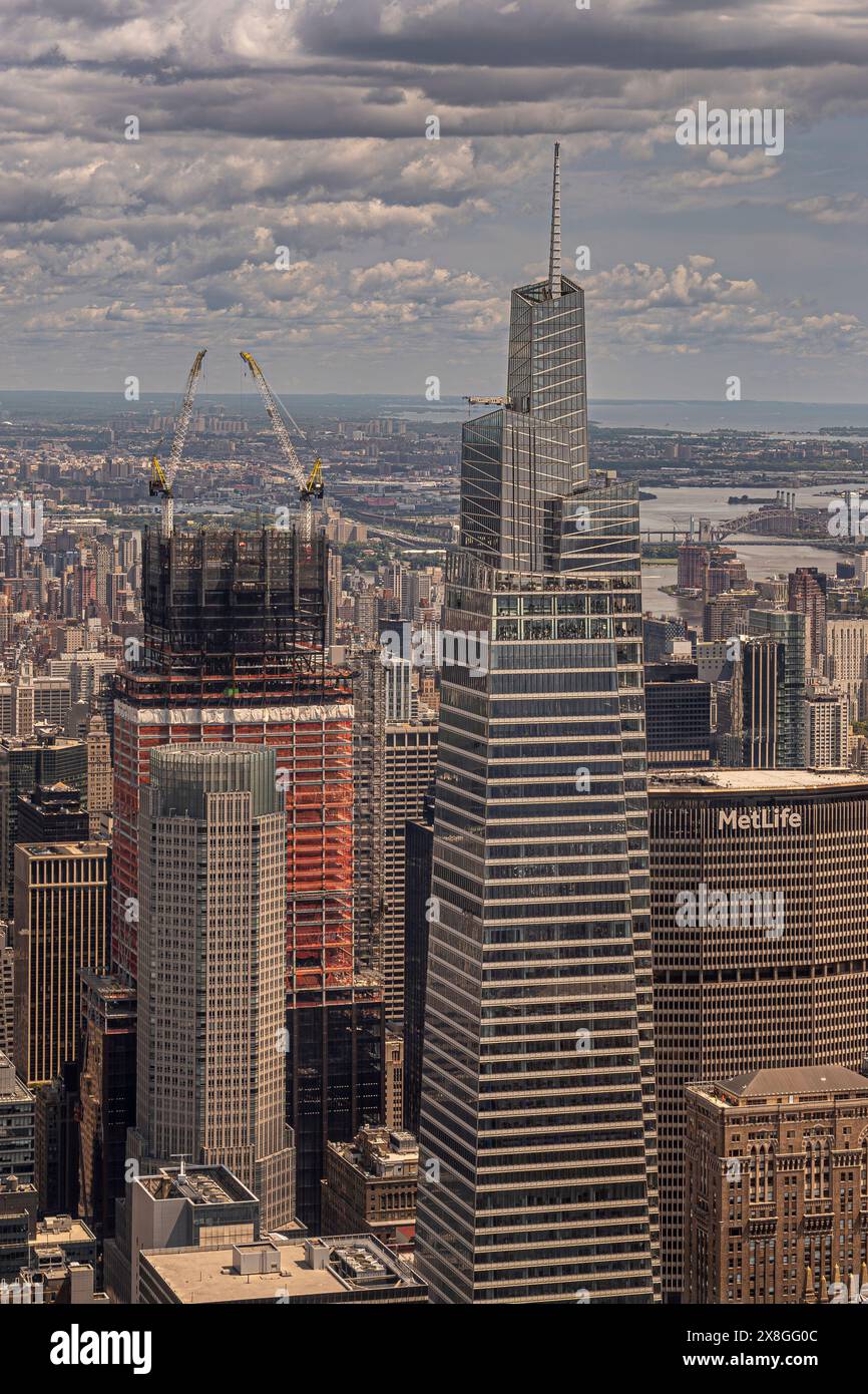New York, NY, USA - August 2, 2023: One Vanderbilt, Metlife and surrounding skyscrapers under ...