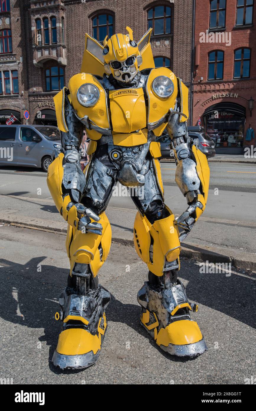 A giant transformer Bumblebee in Bergen Norway near the Bryggen (part ...