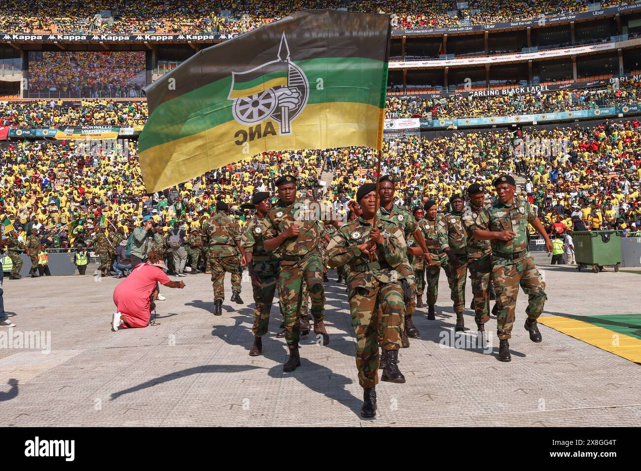 Members of the South African Defense Force march during the final ...
