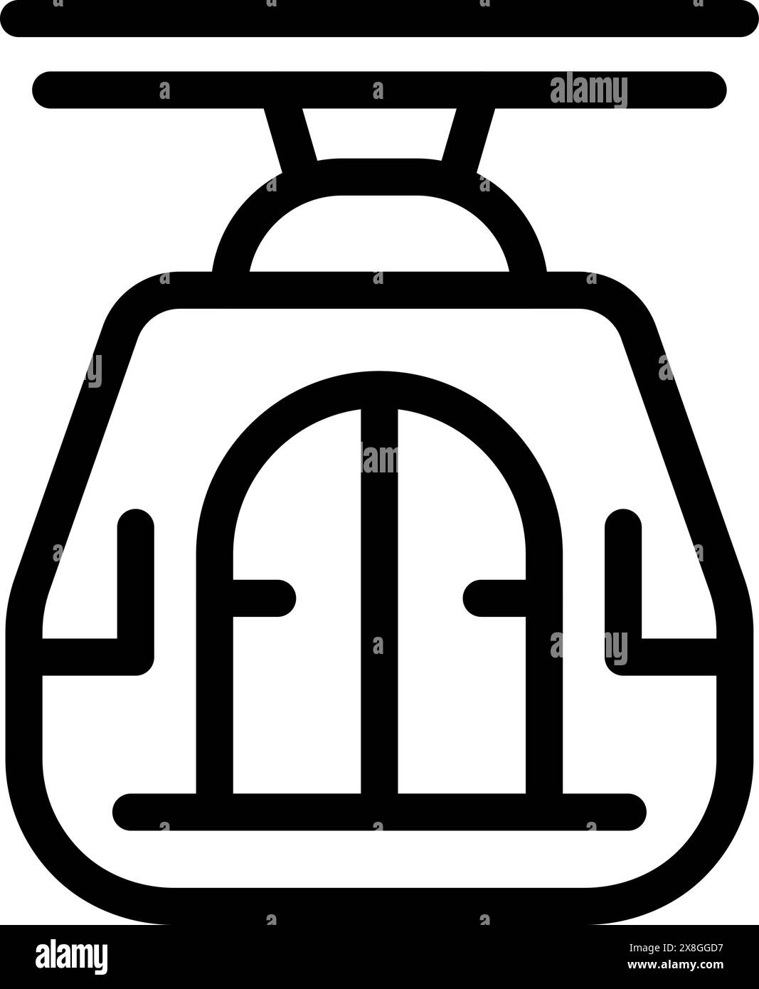 Black and white line drawing of a cable car, suitable for transport ...