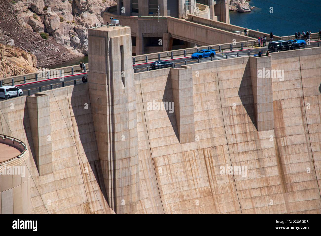 The construction of the Hoover Dam near Las Vegas, NV, created Lake ...