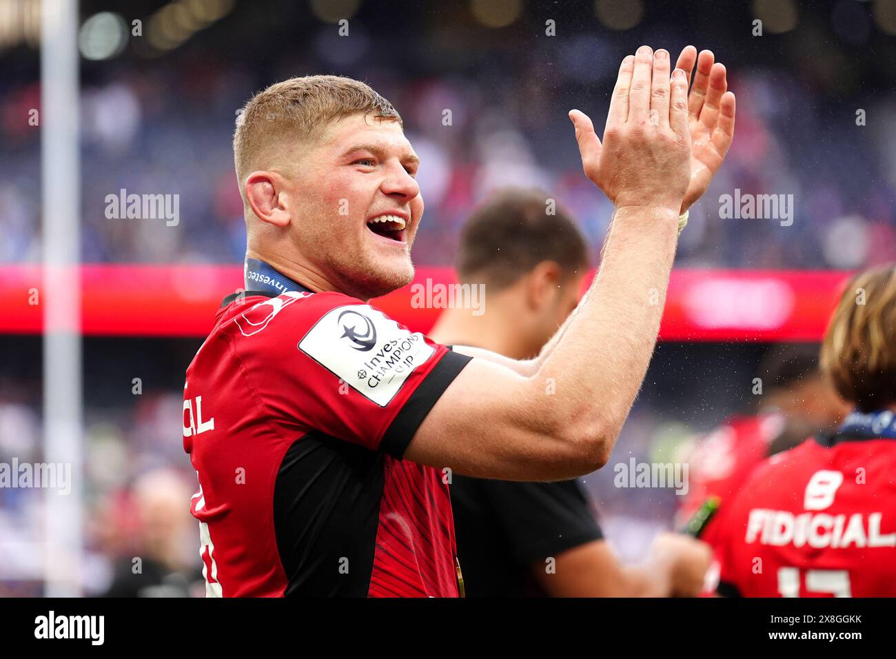 Stade Toulousain's Jack Willis applauds the fans following victory in ...
