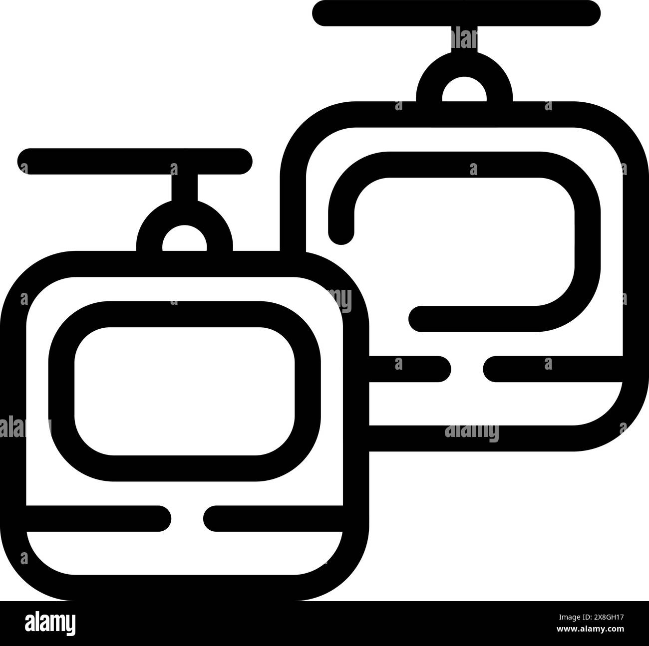 Vector illustration of a minimalist black and white cable car ...