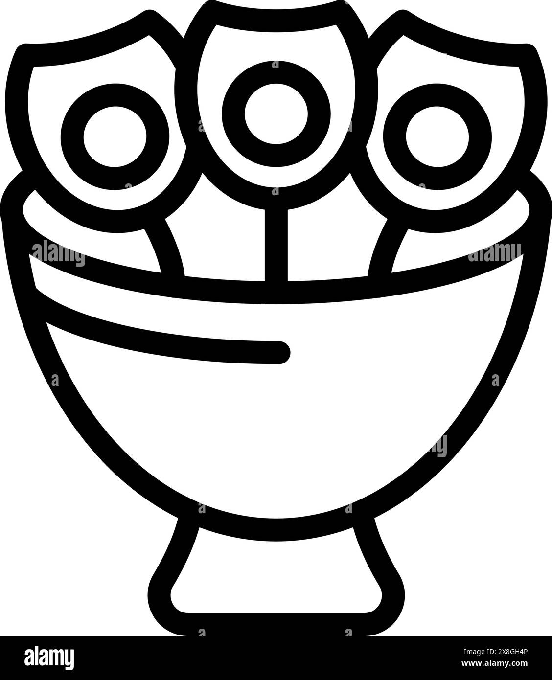 Simplistic line drawing of a flower bouquet in a vase for use in ...