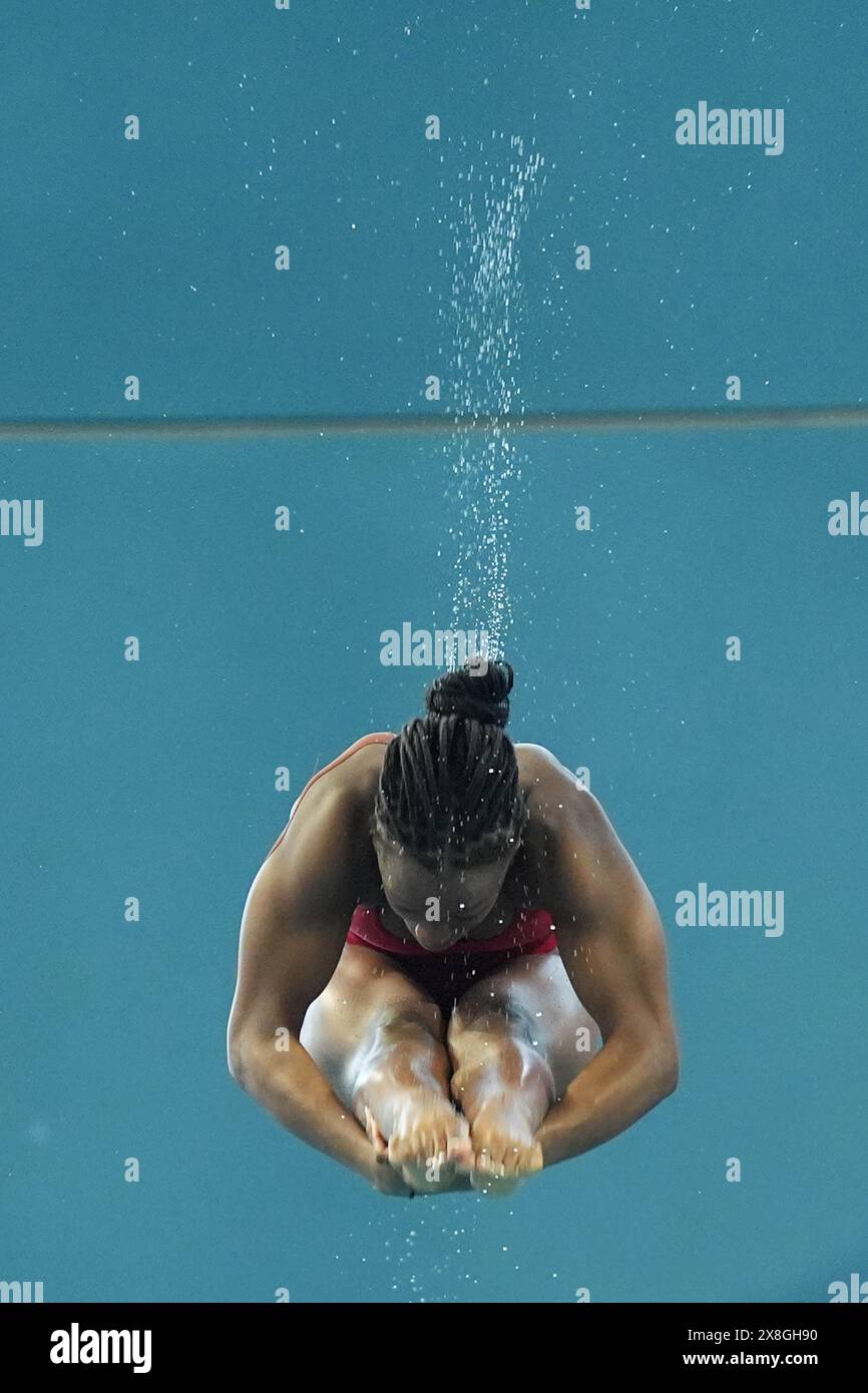 Desharne Bent-Ashmeil in action during the Women's 3M springboard final ...