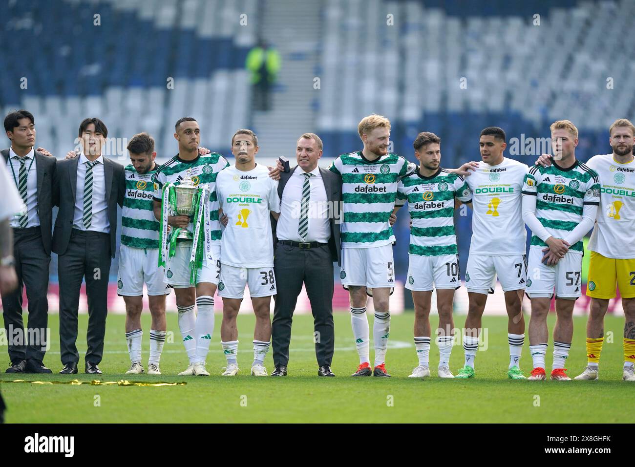 Celtic players celebrate following the Scottish Gas Scottish Cup final ...