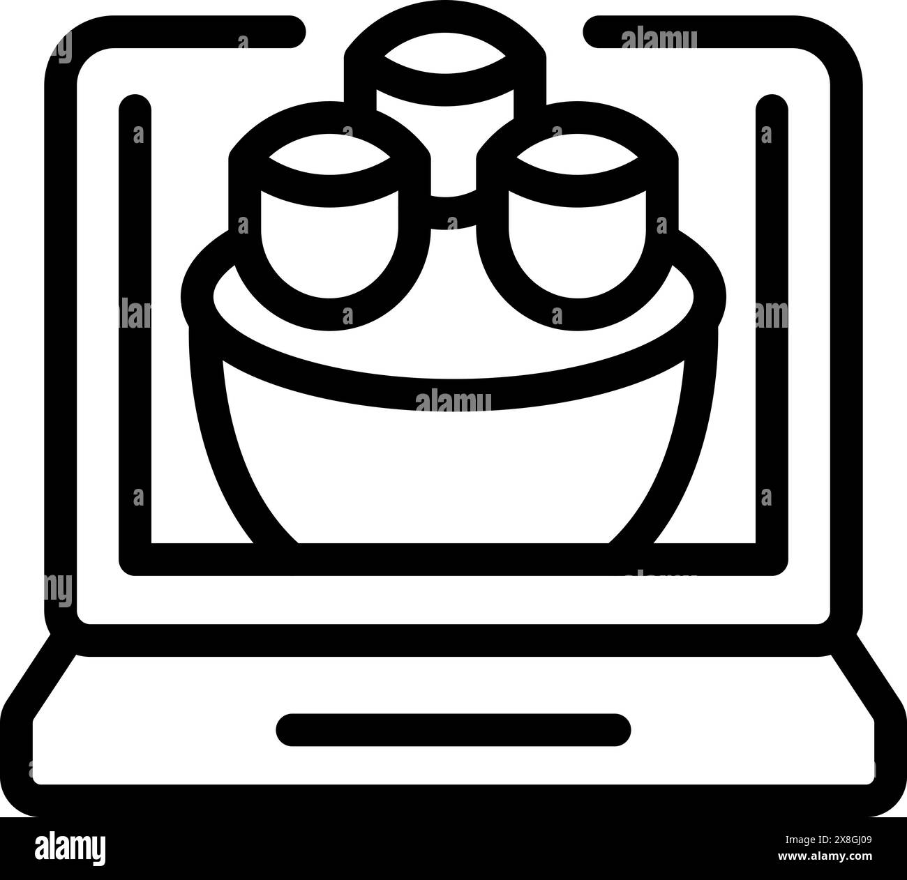 Virtual digital laboratory research icon with laptop, screen, and ...