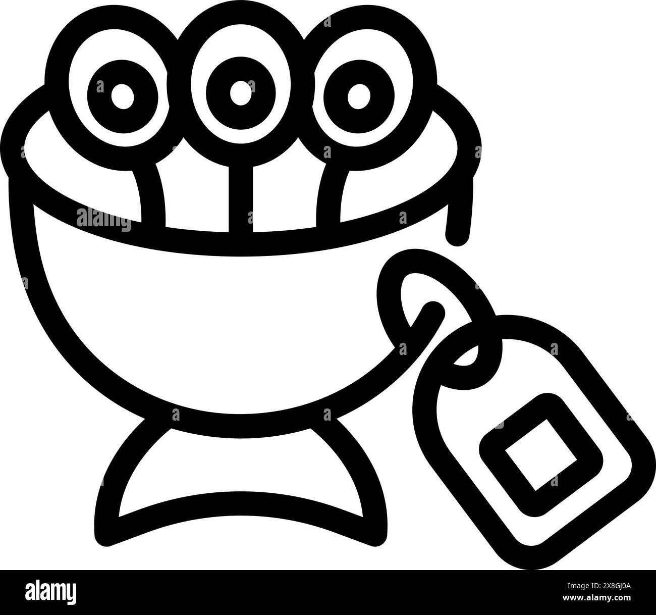 Simple line art icon of a flower bouquet with a tag, suitable for ...