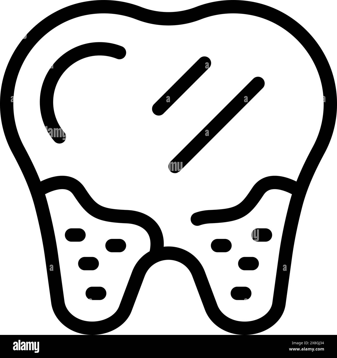 Black and white simple line drawing of a healthy molar tooth, suitable ...